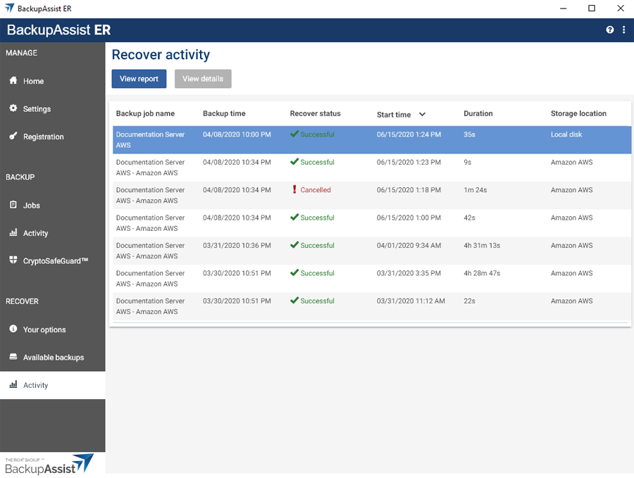 Monitoring your recoveries